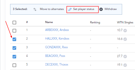 Editing Player Status in Tournament Desk – USTA Online Help Center