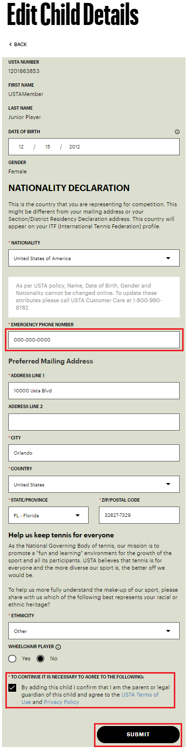 Managing the Personal Information for a Linked Junior USTA Account ...