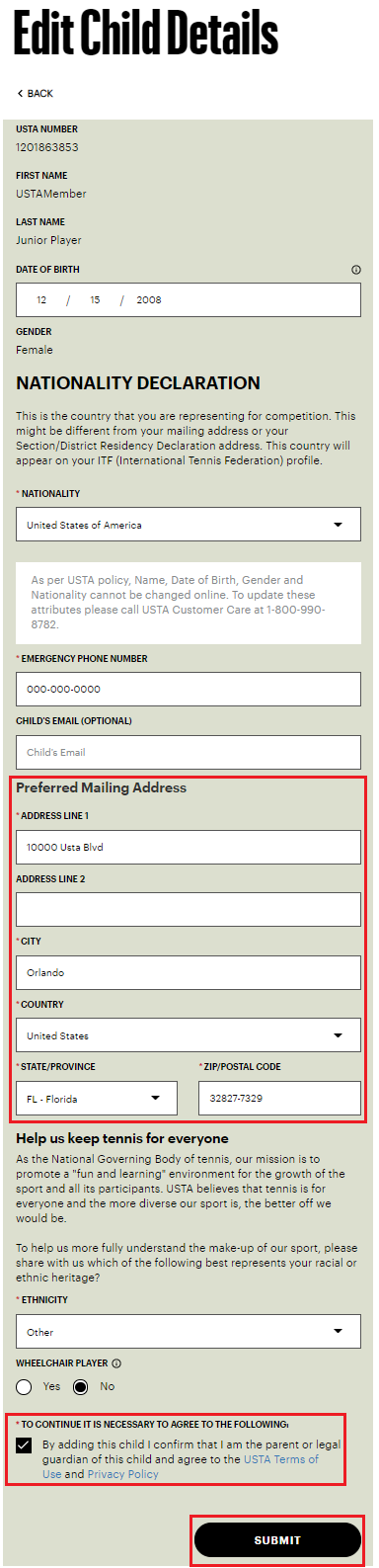 Managing the Personal Information for a Linked Junior USTA Account ...