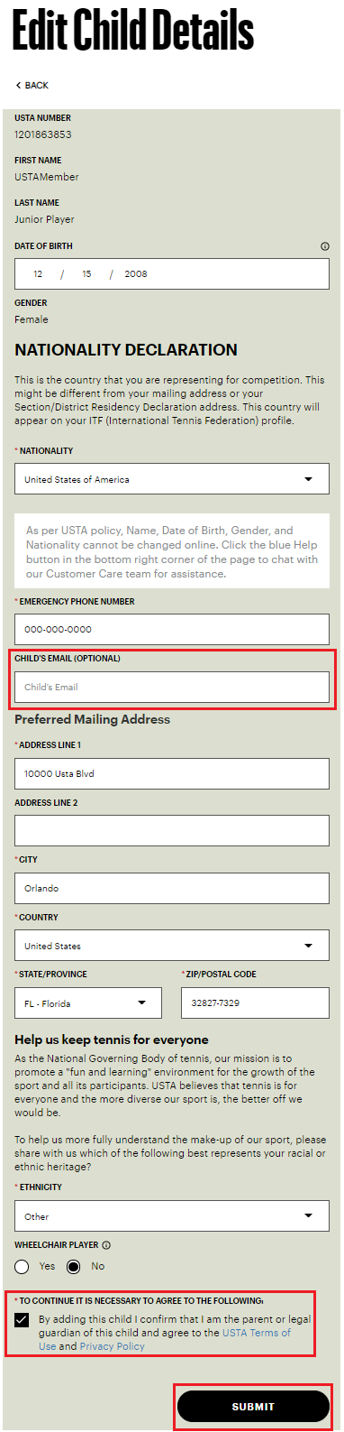 Managing the Personal Information for a Linked Junior USTA Account ...