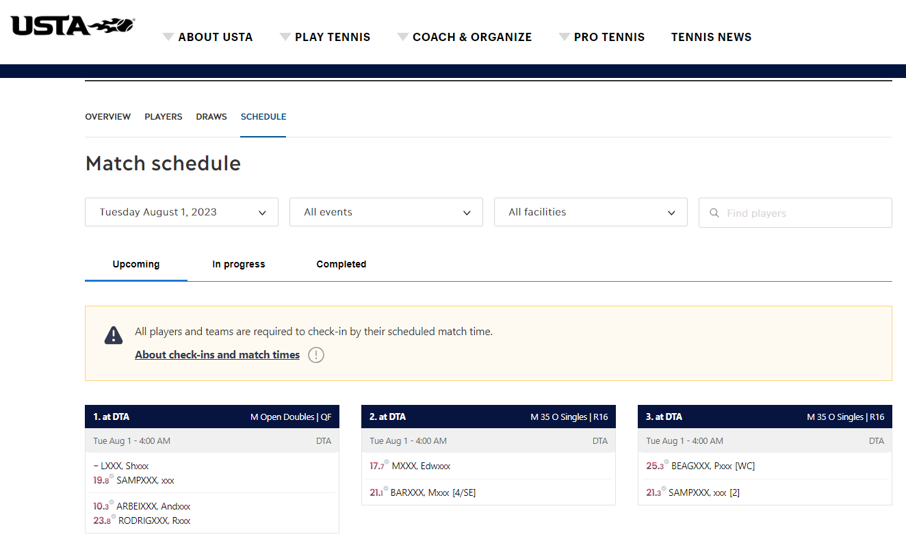 Order of Play in Tournament Desk-Sharing the match schedule – USTA ...