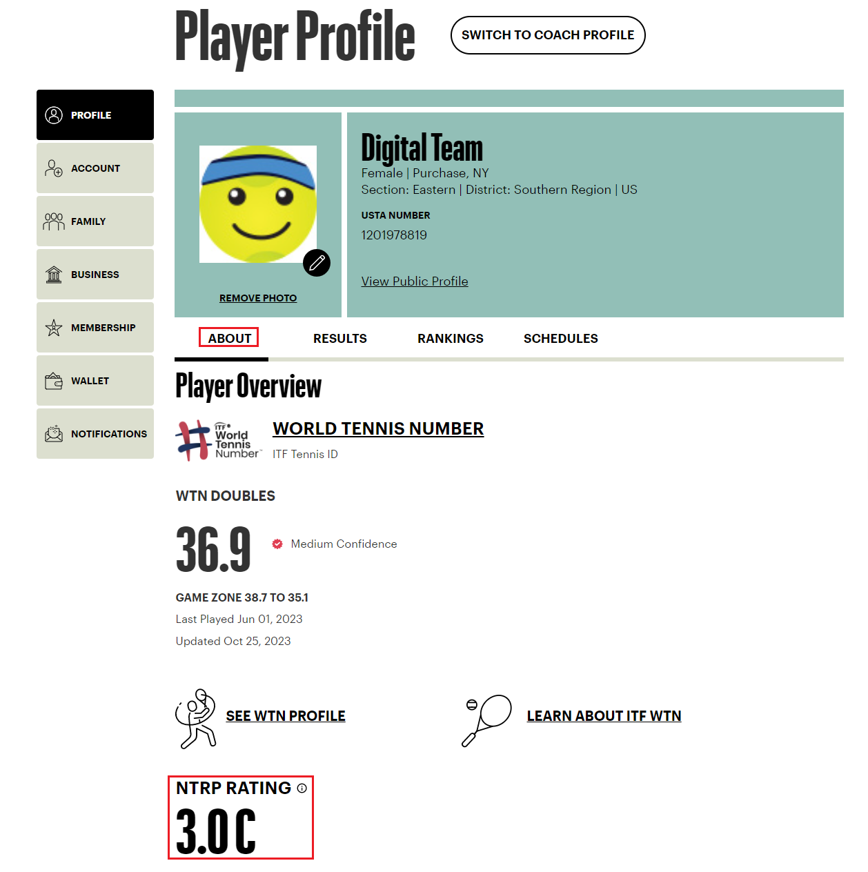 How to View the NTRP Rating in the Player Profile – USTA Online Help Center
