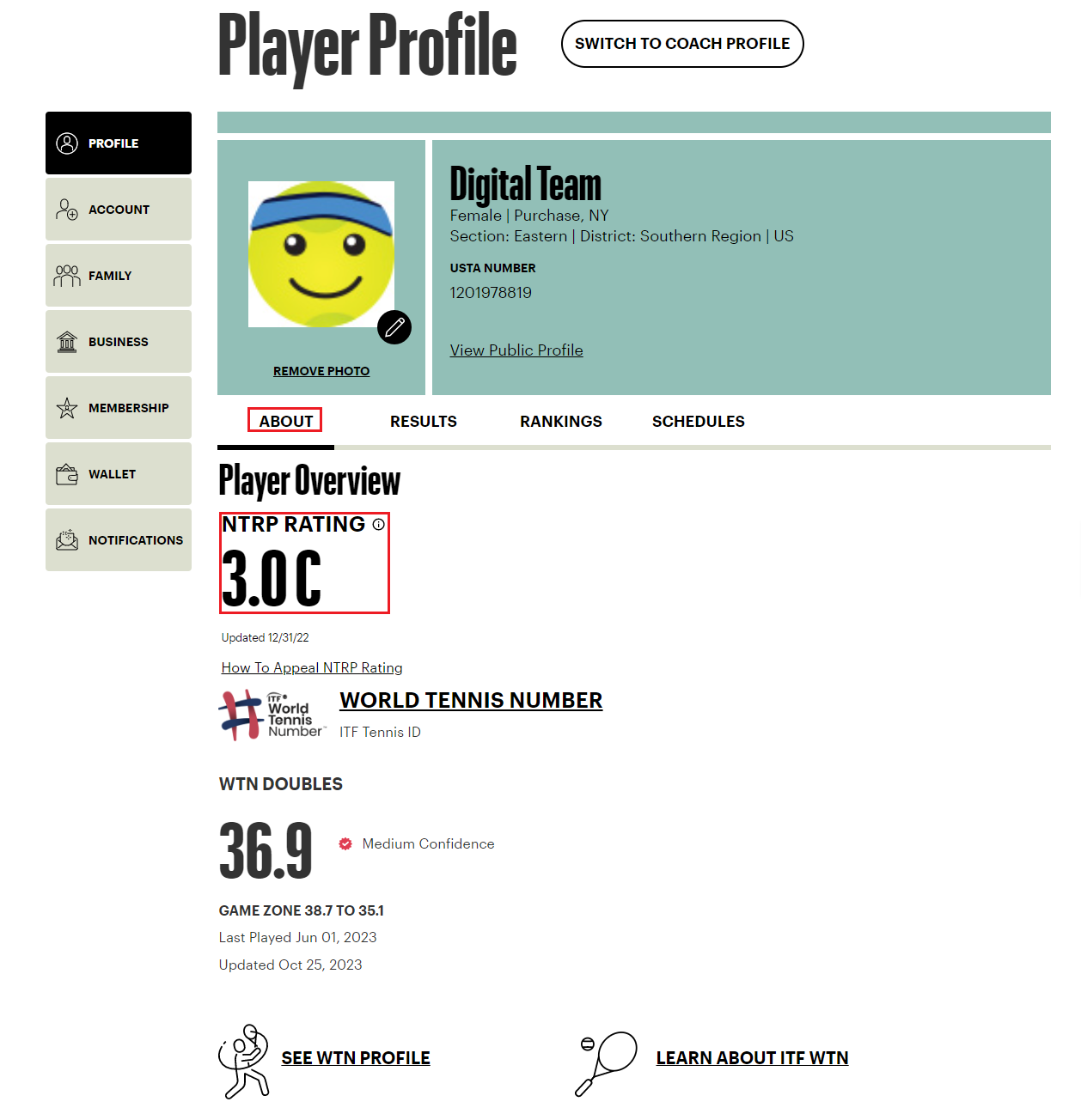 How to View the NTRP Rating in the Player Profile – USTA Online Help Center