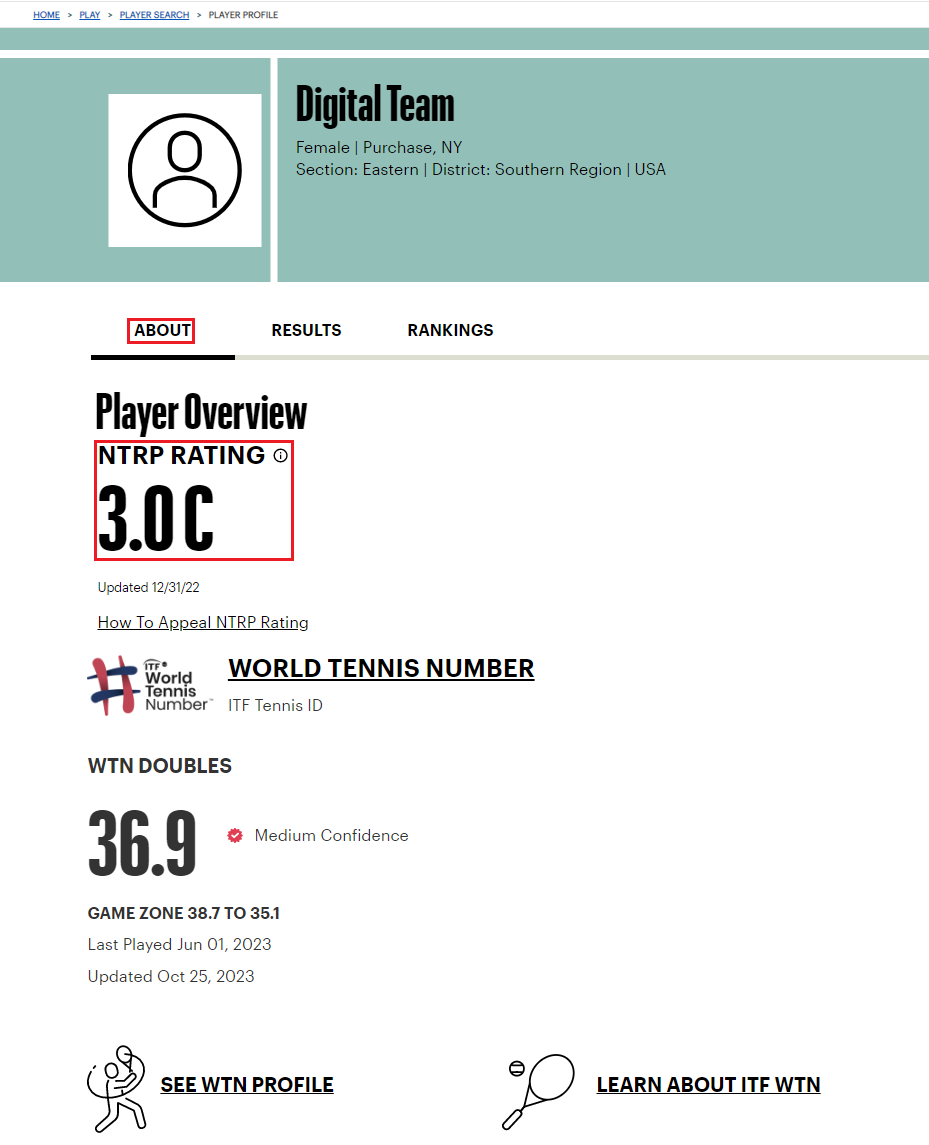 How to View the NTRP Rating in the Player Profile – USTA Online Help Center