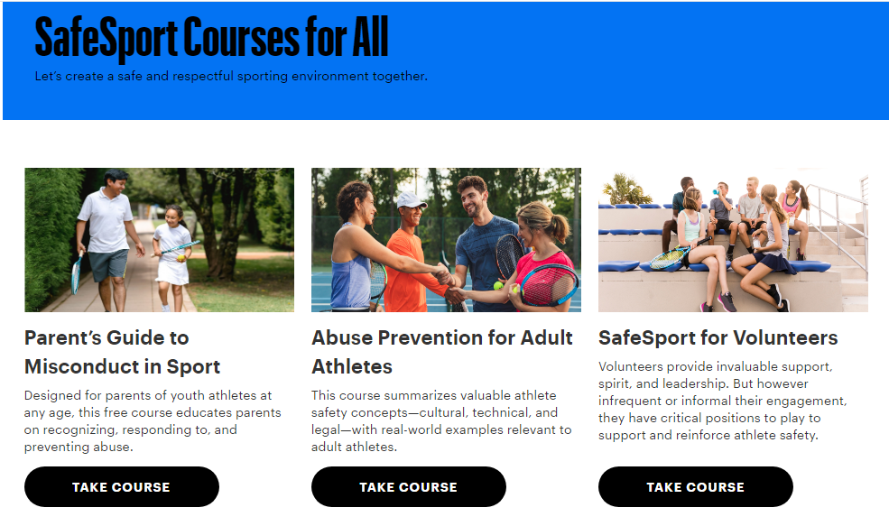 SafeSport Courses for All – USTA Online Help Center