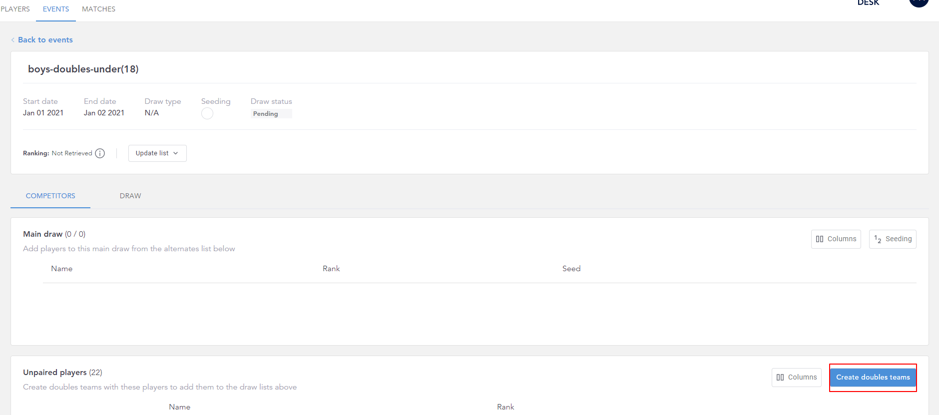Doubles Pairing in Tournament Desk – USTA Online Help Center