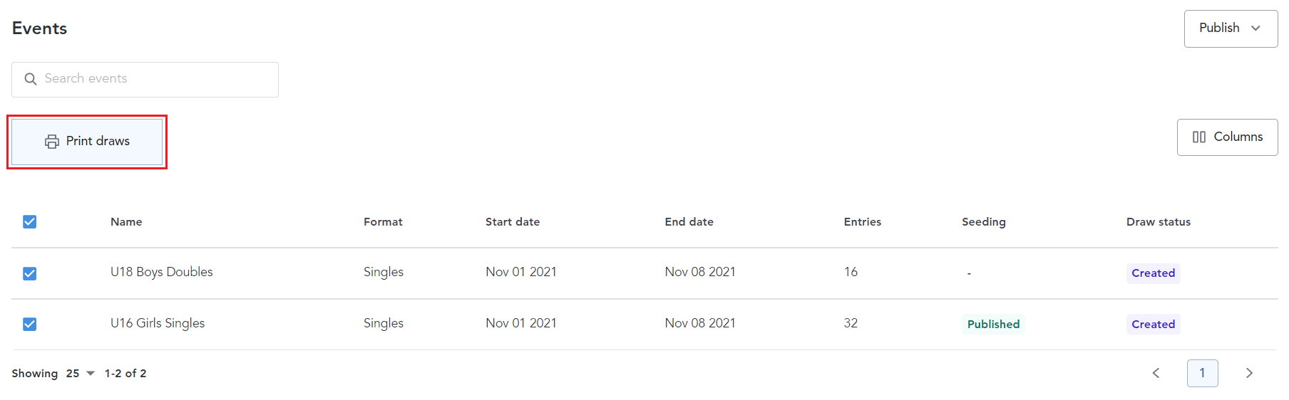 Print Tournament Draws – USTA Online Help Center