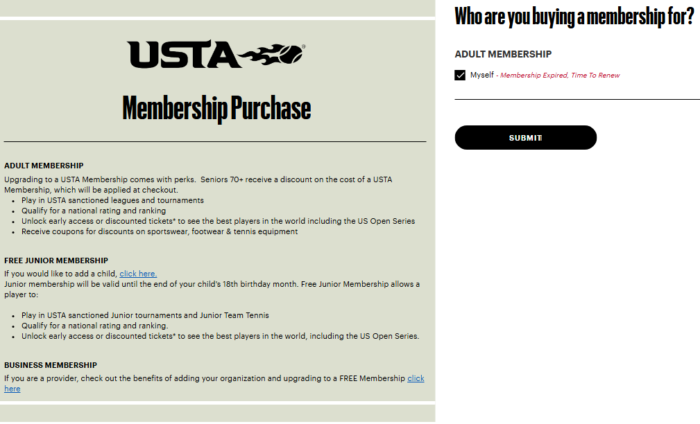 How to Purchase an Adult Membership – USTA Online Help Center